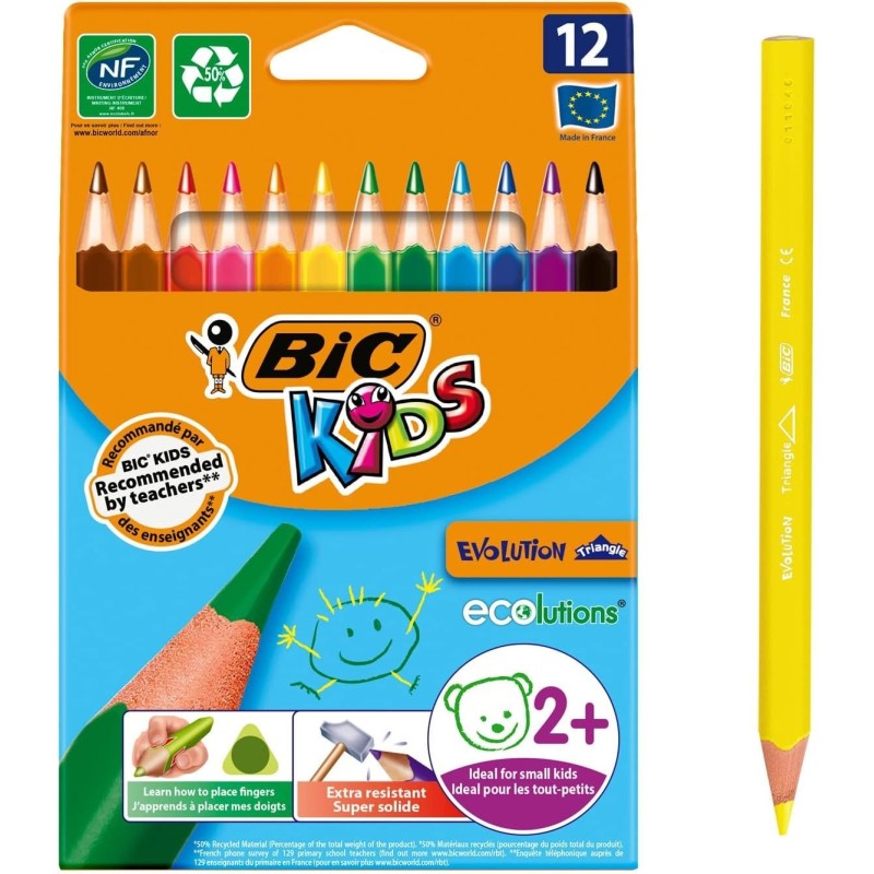 Crayon couleur 12 BIC Evolution Triangle